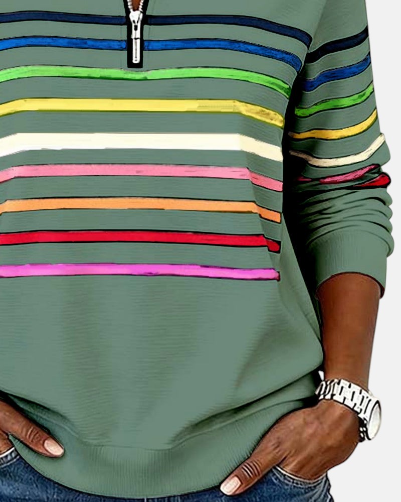 Vienna - Rainbow Striped Zip Sweatshirt – Marlyn's Boutique Yorkville